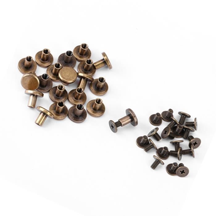 HURRISE vis à rivets plats 20pcs tête plate cuivre laiton vis écrous