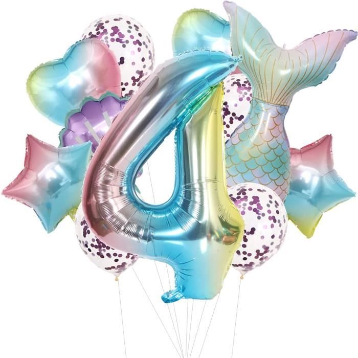 4 Anniversaire Fille Ballon Sirène Ballon 4 Ans Anniversaire Fille