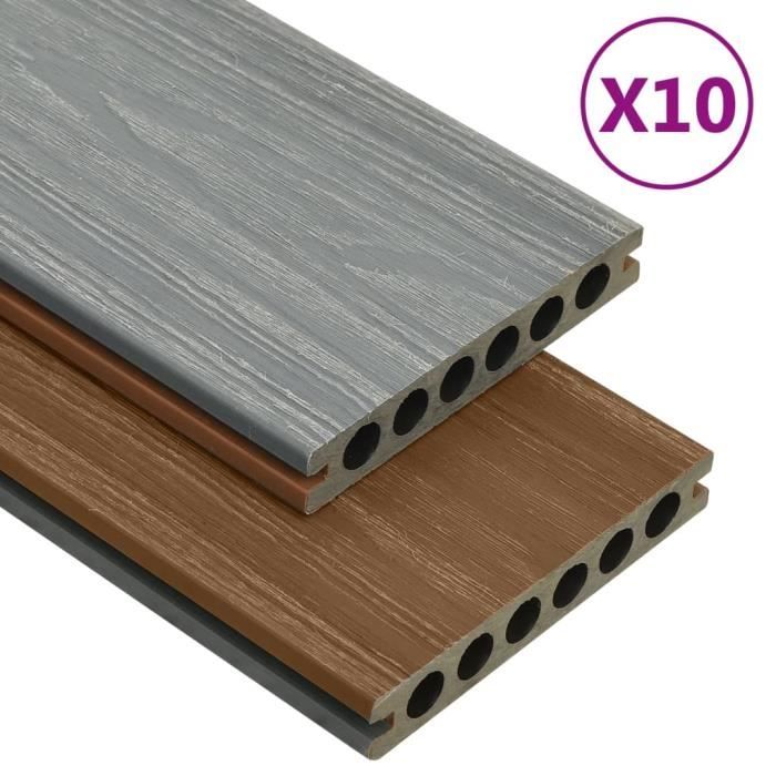 Panneaux de terrasse et accessoires WPC Marron gris m² m LIA Cdiscount Jardin