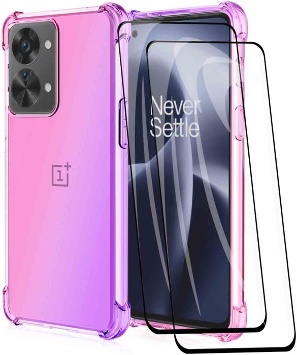 Coque pour OnePlus Nord T Verre Trempé étui en Gradient Color TPU Case Cover Housse de