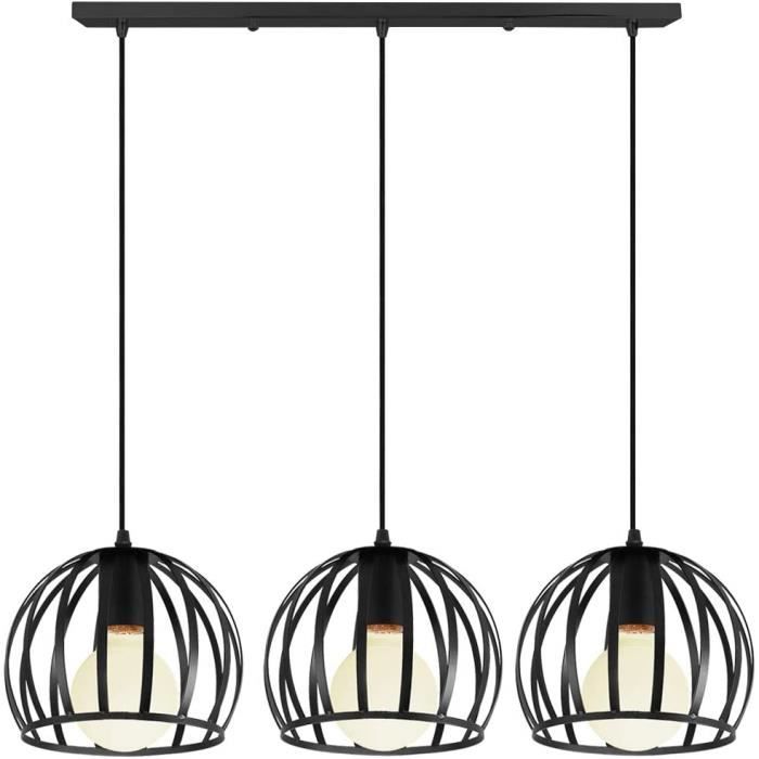 IDEGU Lampes Suspension Lnaire Vintage Plafonnier Lustre Industriel Cage Abat jour en Métal