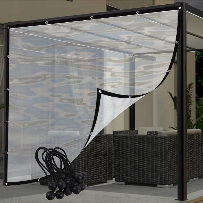 Bâche Transparente Avec Oeillets Panneau De Rideau Serre Impermeable