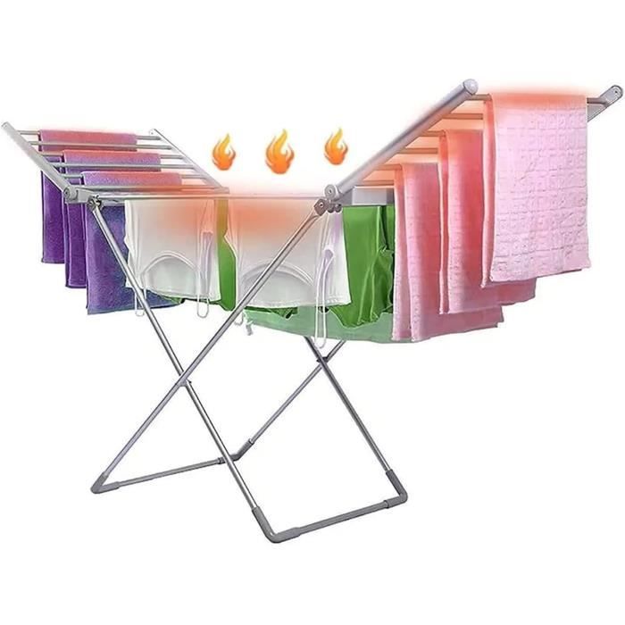 Ehskzjh Séchoir À Linge Électrique Pliable Et Ailé Avec 20 Barres