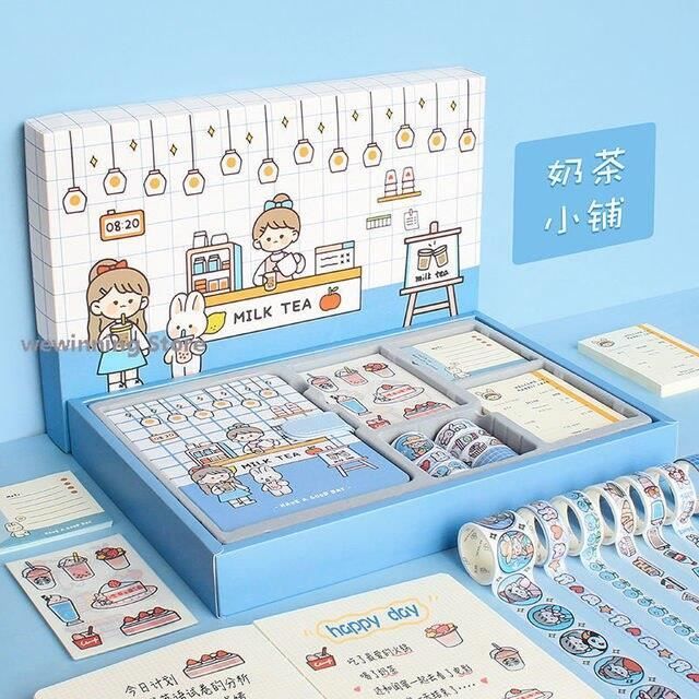 CAHIER Set J Coffret Kawaii Pour Carnet De Notes Joli Papier À Lettre Violet Et Rose Pour