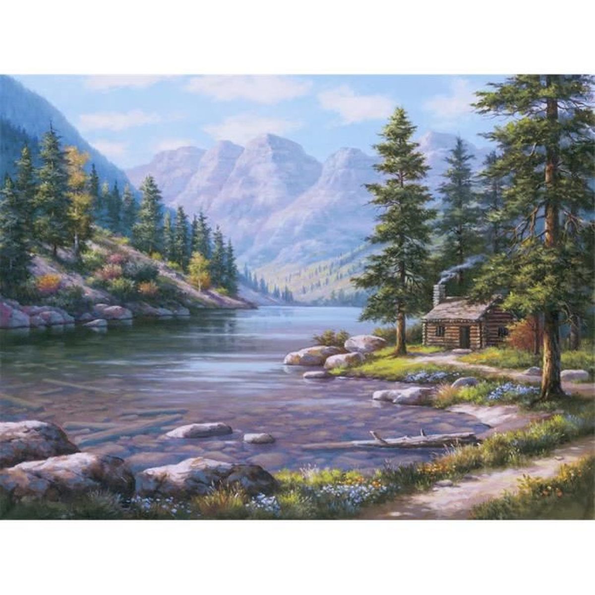 YEESAM ART Peinture par Numero Adulte Montagne Forêt Rivière Forêt