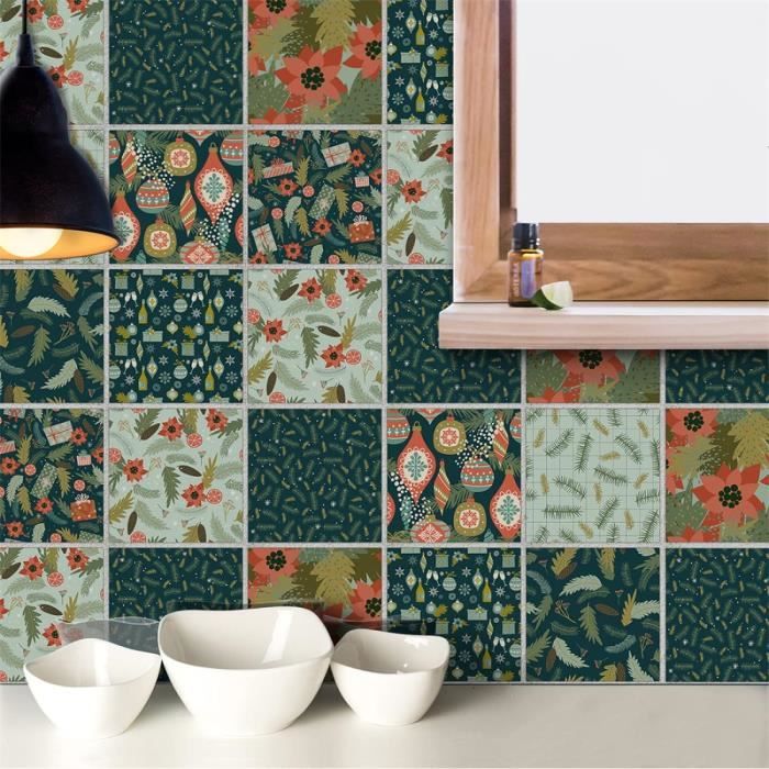 Carrelage Adhésif X Vert Foncé Credence Adhesive Pour Cuisine Brique Pcs Stickers Muraux