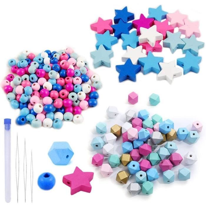Kit De Perle Limics Perles Bois Pièces Multicolores Bricolage Aiguilles À Fabrication