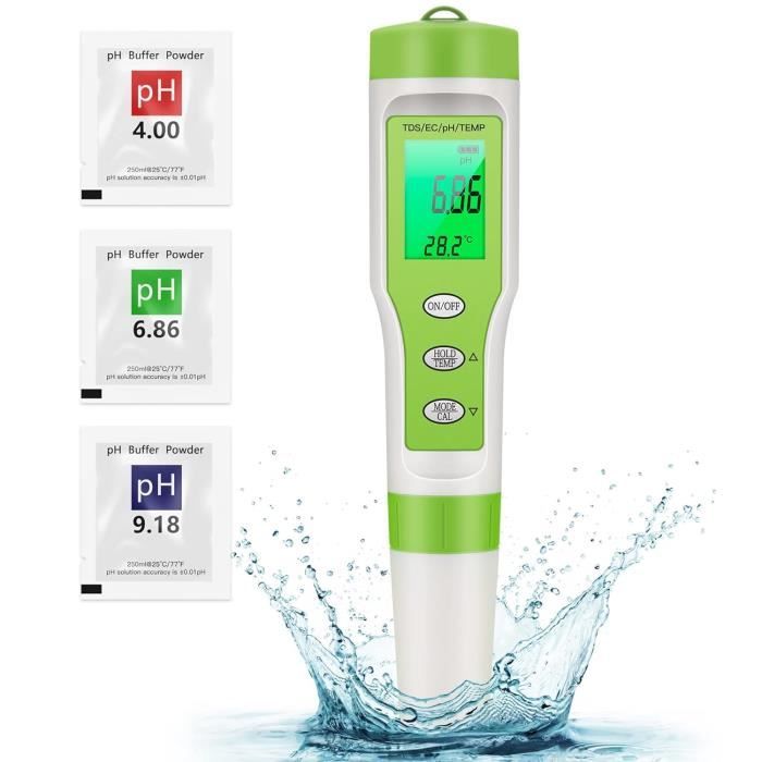 4 en 1 Testeur pH Mètre Electronique Testeur de Qualité de l eau PH