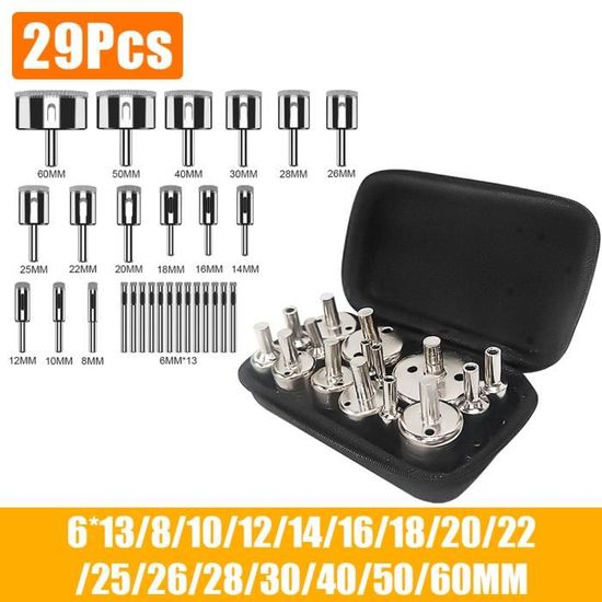 ENCLUME Set Max Jeu de forets à revêtement diamant Kit de scie cloche