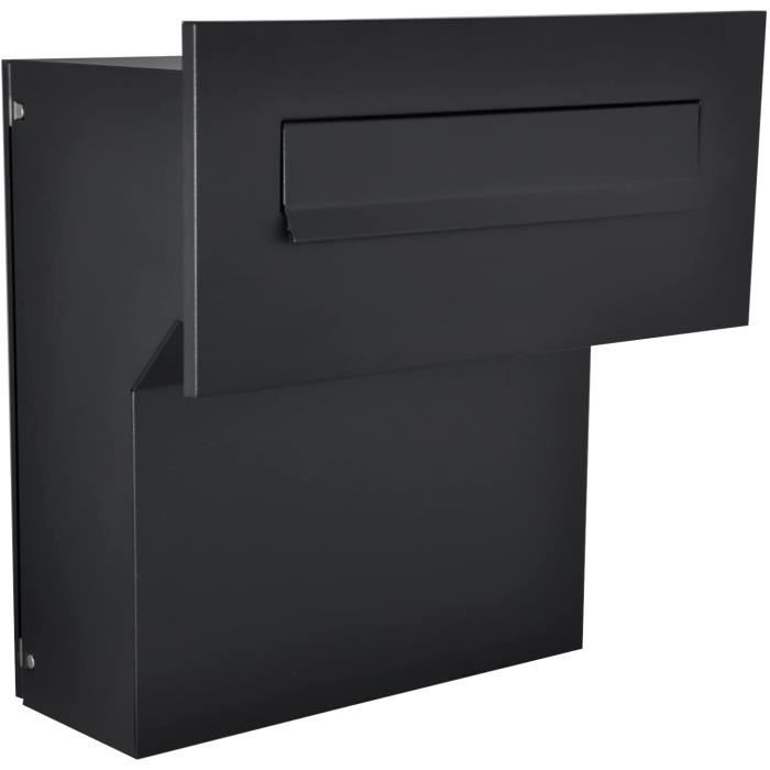Boîte aux lettres encastrable avec 3 clés Noir mat C4 190 260 mm 180