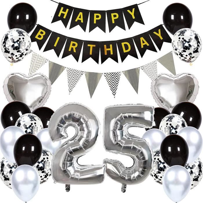 Ballon Anniversaire Ans Femme Homme Noir Argent Décoration Anniversaire Ans Ballon