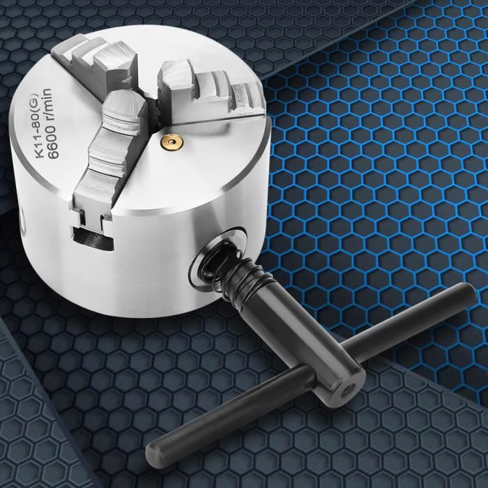 Mandrin de tour à serrage concentrique 3 3 mors Ø 80mm Accessoire