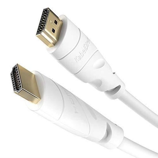 Câble HDMI 4K KabelDirekt Blanc 5m High Speed avec Ethernet