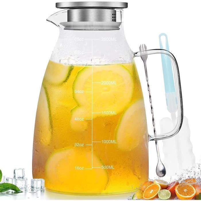 Pichet en verre de 2 5 litres avec ligne à échelle préc carafe en