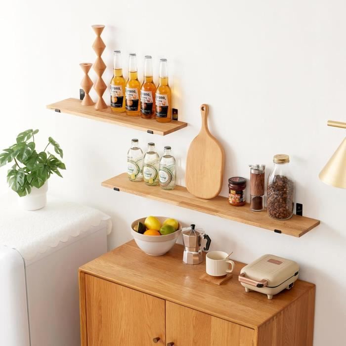 Étagère Murale Flottante En Bois Chêne Naturel Étagère Flottante En