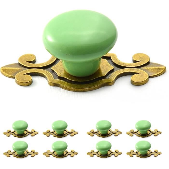Lot de 8 boutons de meuble en porcelaine et céramique style vintage