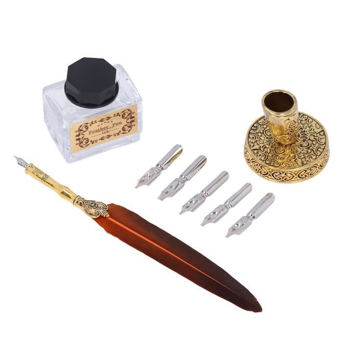 Stylo Plume Exquis Vintage Élégant en Acier Inoxydable KIMISS Résistant Rechargeable Non