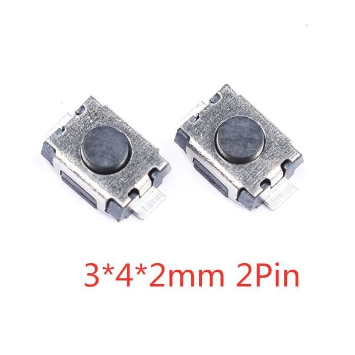 3X4X2mm 2Pin Micro interrupteur à bouton en Silicone 50 pièces 3x4x2mm