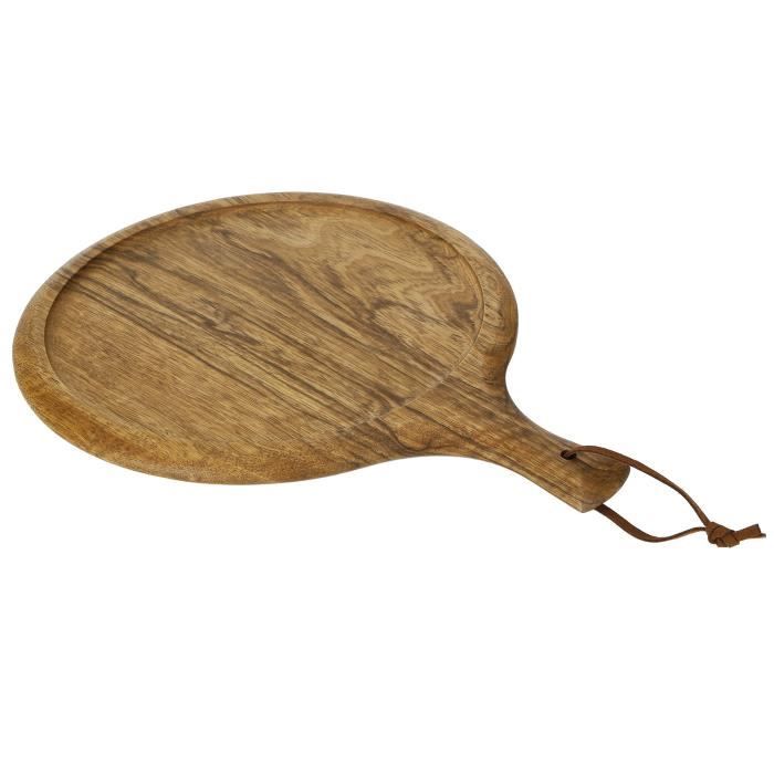 Qiilu Plateau rond Plateau à Pizza en Bois Planche à Pizza Ronde avec