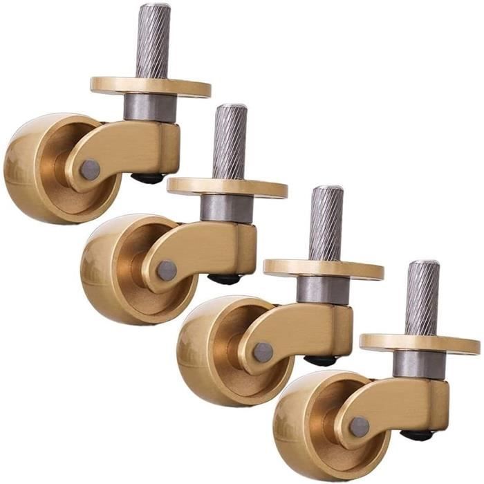 Lot de 4 roulettes à Tige filetée en Laiton Massif Roulette pivotante