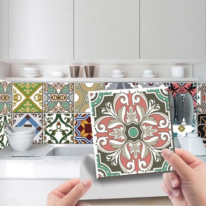 Carrelage Adhésif X Vert Rose Credence Adhesive Pour Cuisine Brique Pcs Stickers Muraux