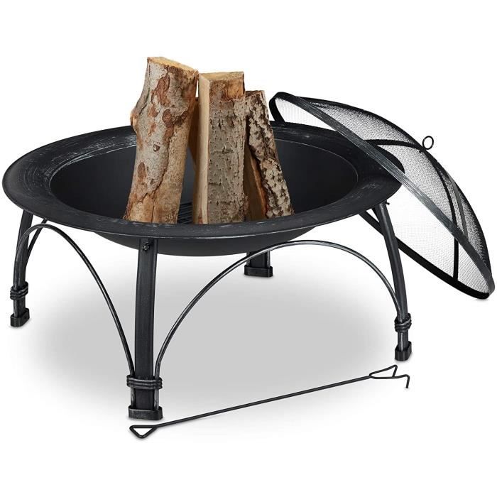 Brasero de Jardin avec Protection étincelles tisonnier terrasse HxD x cm bac à feu