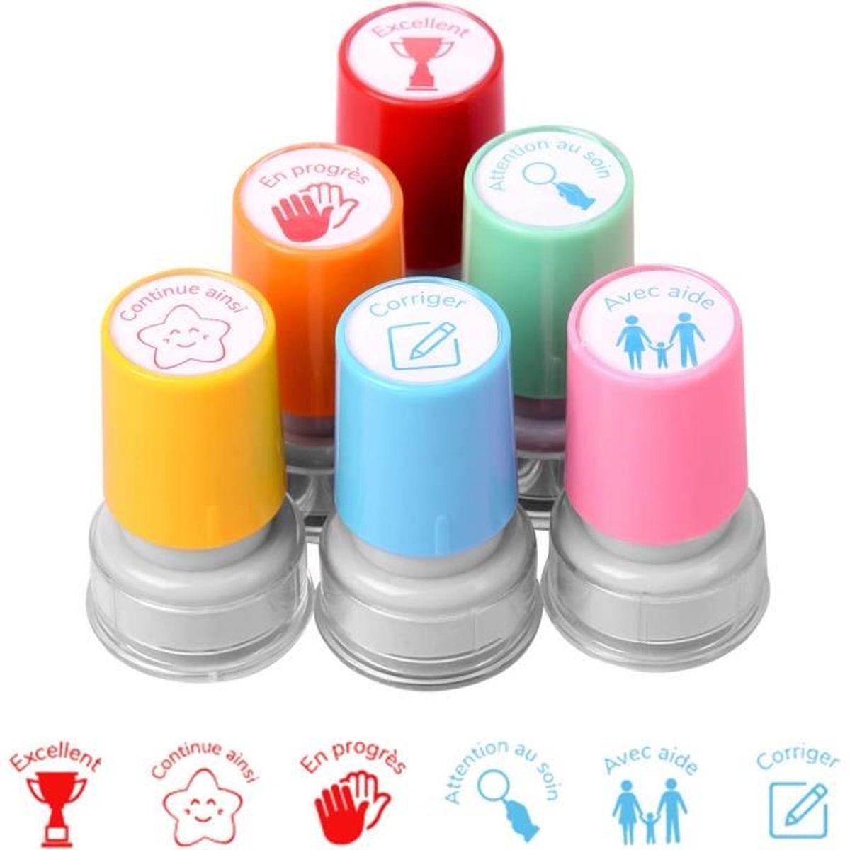 Tampons Enseignants 6PCS Tampon Auto Encreur Enfant Boîte Tampons