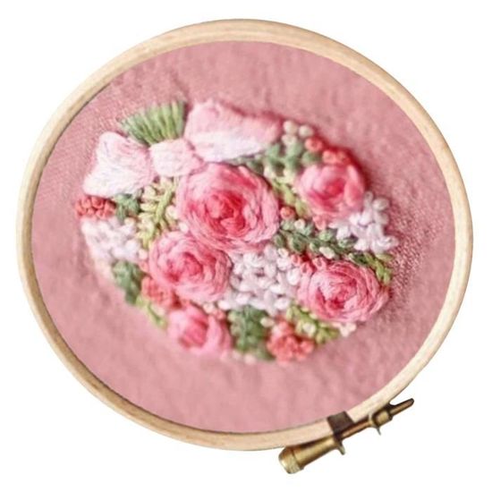 Kit de broderie estampée au point de croix avec cercle à broder Fleur CD kesoto