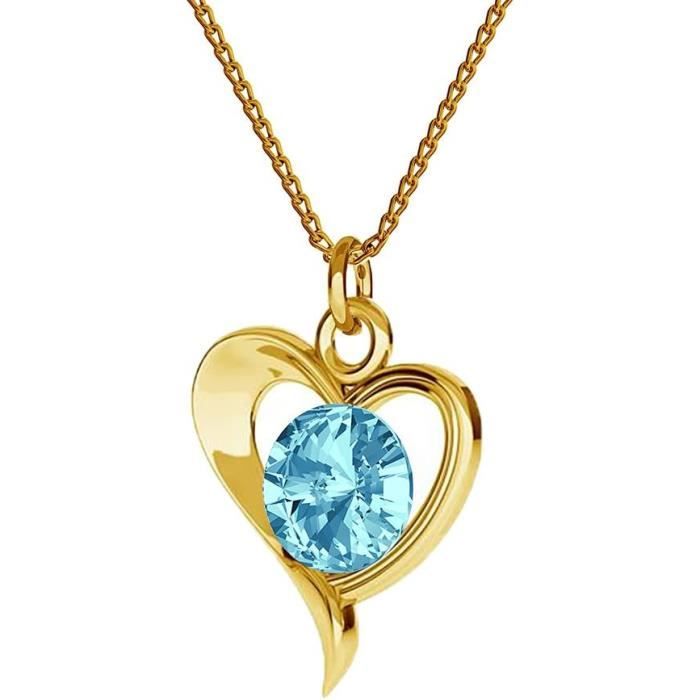 Plaqué Or Collier Femme Avec Pendentif Argent Amour Cœur Bijoux Femme Avec Boite Cadeau