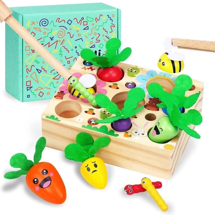 Jouets Montessori en Bois pour Bebe Jeu de tri Motricité Fine Puzzle en Bois Jouets Enfant