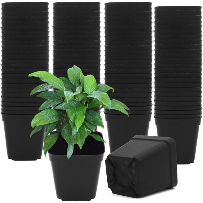 Lot de 100 pots de fleurs carrés en plastique de 7 cm pour plantes