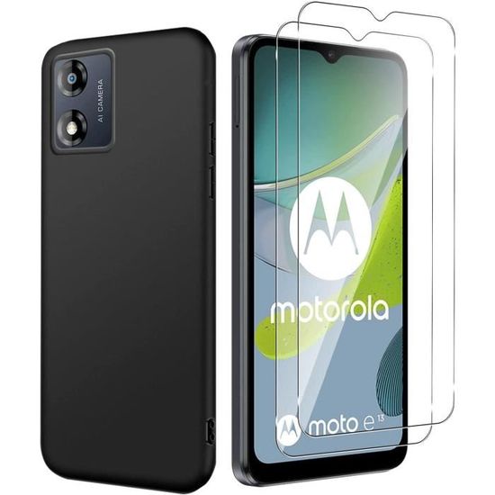 Coque pour Motorola Moto E13 6 5 2 Pièces Verre Trempé Silicone