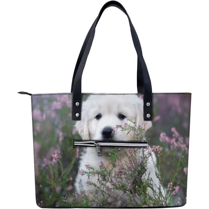 Sac À Main Léger Avec Poches Extérieures Zippées Motif Chiot u20049