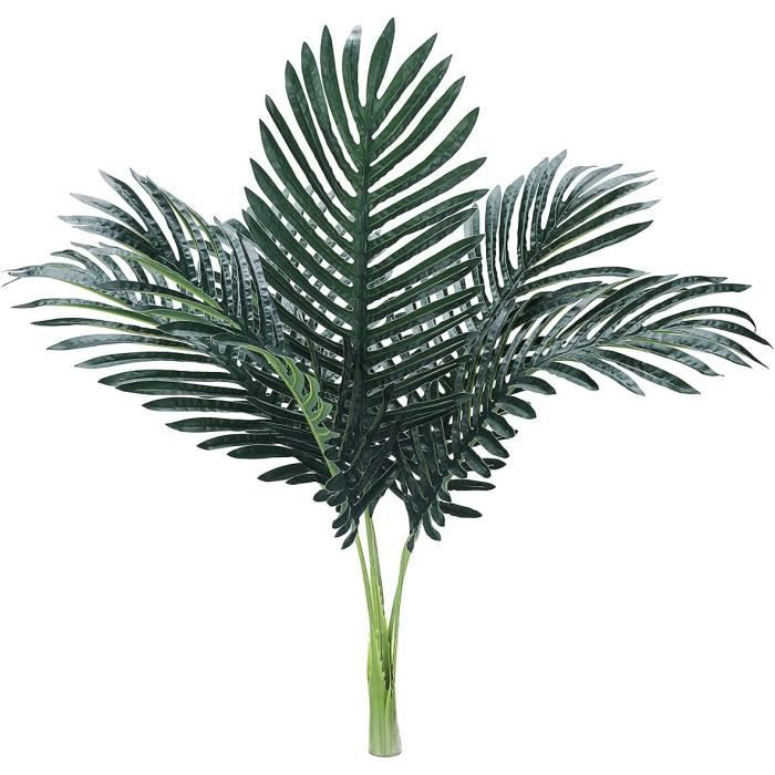 Lot De 6 Feuilles Artificielles De Palmier Tropical Avec Tige