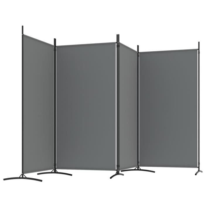 Cloison de séparation ZERONE Anthracite 4 panneaux 346x180 cm