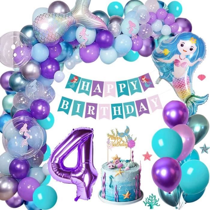 4 Ans Sirène Decoration Anniversaire Fille Ballon Anniversaire 4 Ans