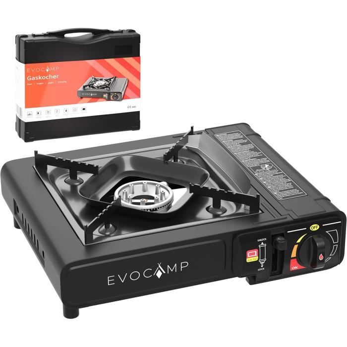 EVOCAMP Réchaud à gaz feu avec allumage piézoélectrique réchaud de camping pour cartouches de