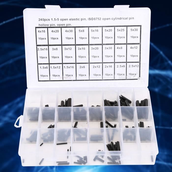ZJCHAO Goupille fendue cylindrique Goupille élastique 240Pcs Goupille