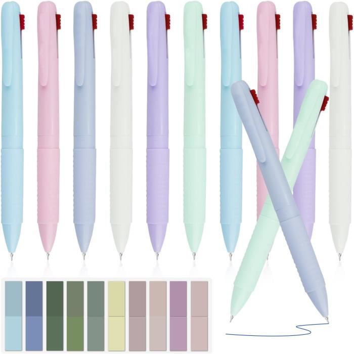 12 Pièces Stylos À Bille Multicolore 4 En 1 Stylo À Bille Rétractables