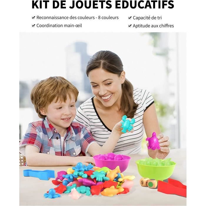 Jeux Montessori de Tri Jeu Motricité Fine Ans Pièces Jeu Educatif Jeu Couleur Enfant