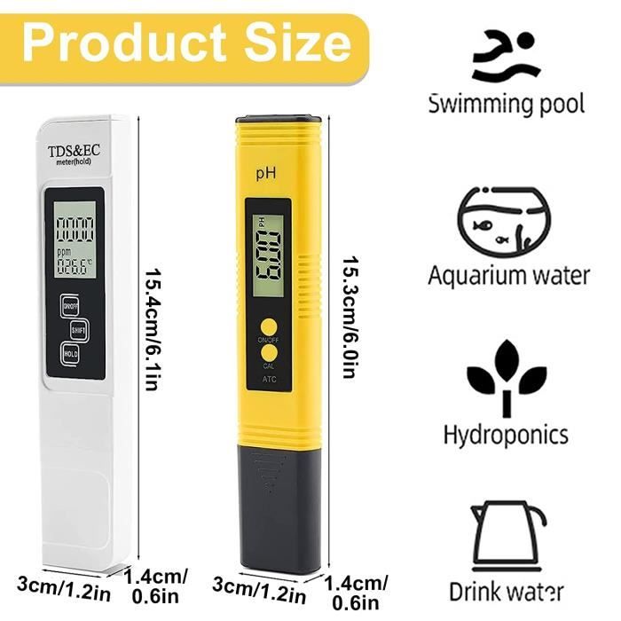 Testeur pH Mètre électronique PH TDS EC et température 4 en 1 Testeur