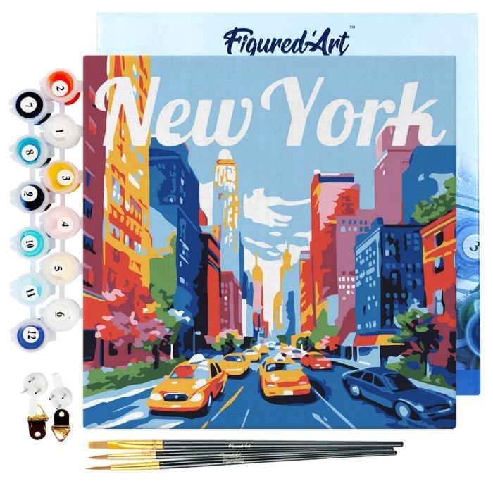 Figured Art Mini Peinture par Numéro Adulte 20x20cm avec cadre New York