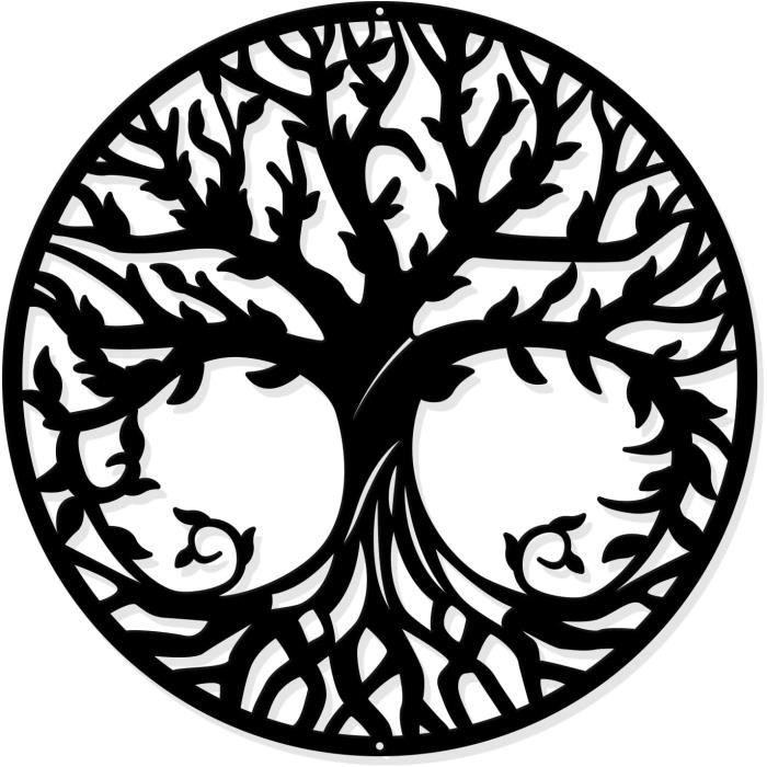 Arbre De Vie Décoration Murale En Métal 30Cm Noir Tenture Murale Décor