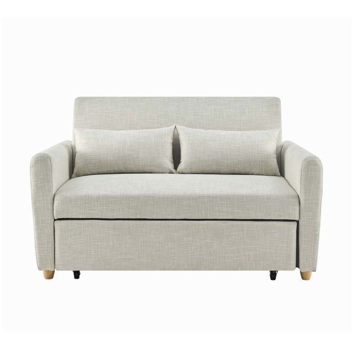 KAYA Canapé 2 places convertible scandinave en tissu beige