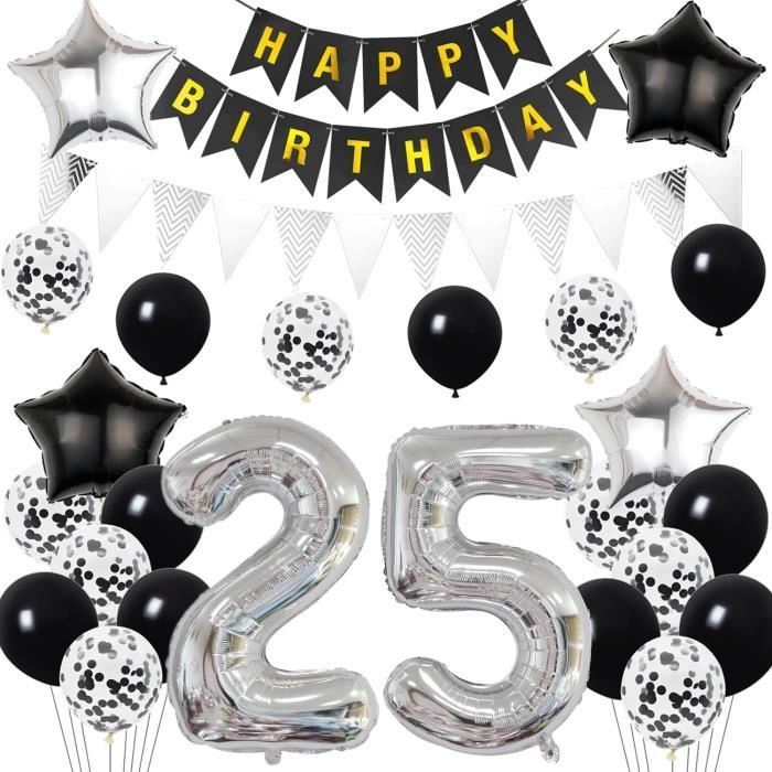 Ballon Ans Anniversaire Femme Homme Noir Argenté Decoration Anniversaire Femme Ans