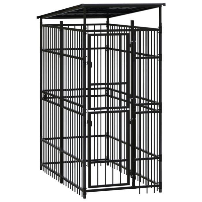 Chenil d extérieur avec toit pour chiens Acier m² Cdiscount Animalerie