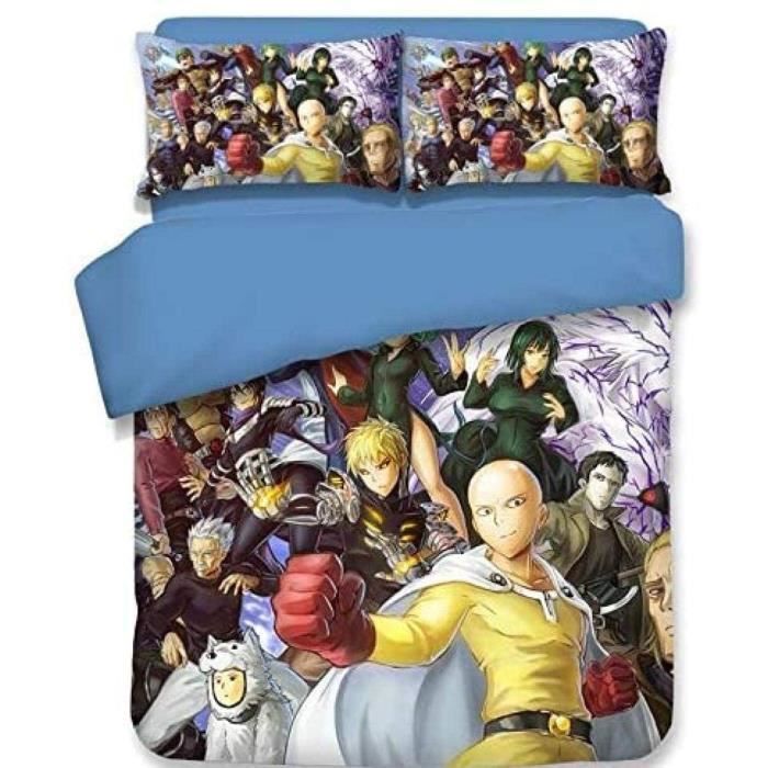 Housse De Couette One Punch Man Parure De Lit 2 Personne Avec Fermeture
