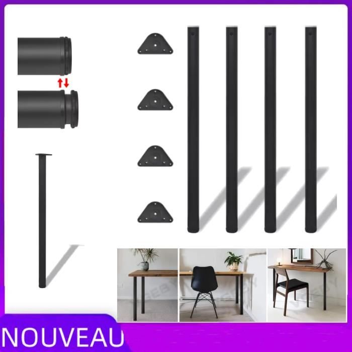 4 pieds de table réglables en hauteur Noir 1100 mm solide et robuste