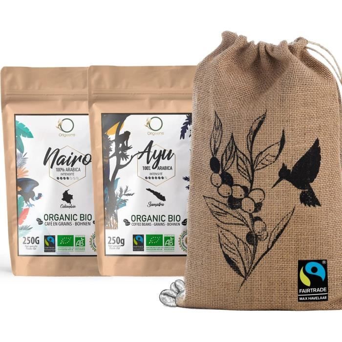 CAFE GRAIN BIO et Equitable 2x250g Coffret café
