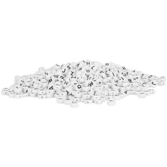 Pcs Perles Blanches Perles Noires Alphabet Anglais Bricolage Acrylique Rond Cdiscount